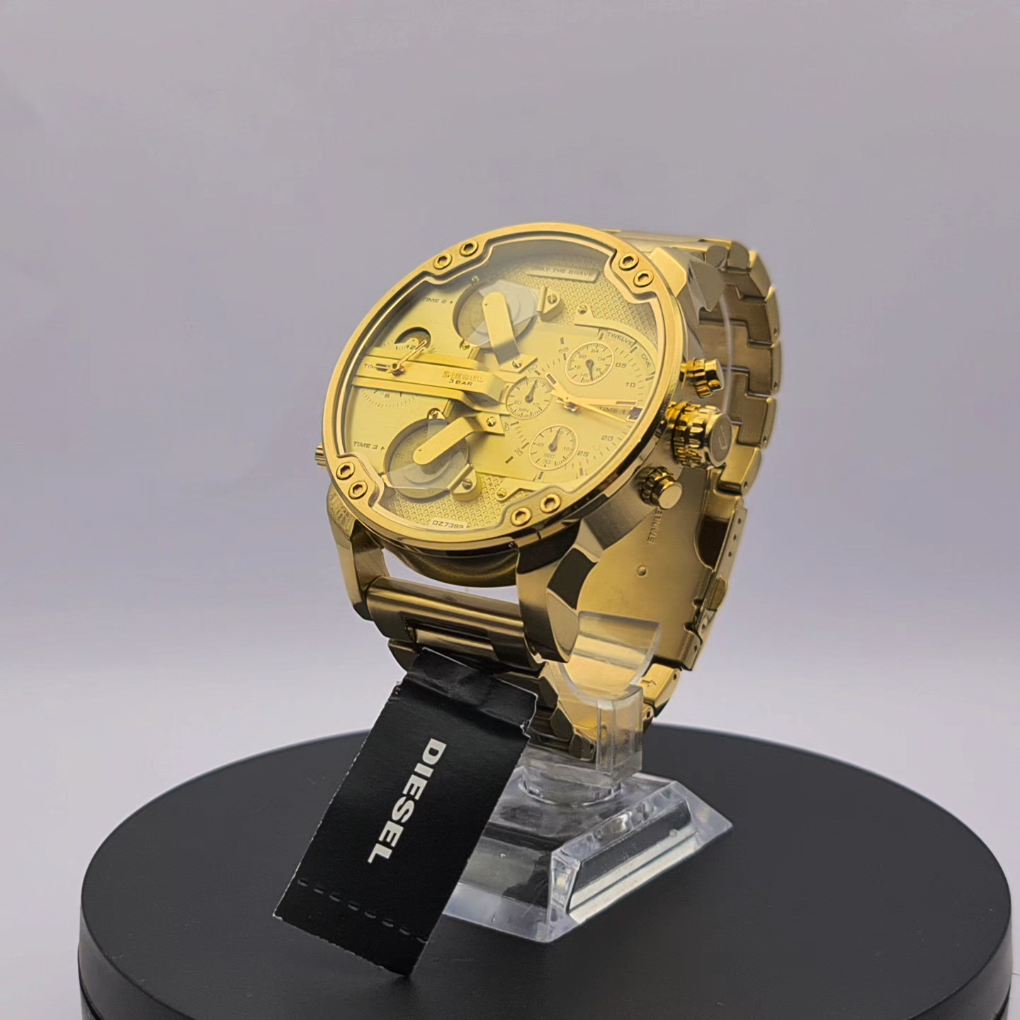 NEW DIESEL MR DADDY 2.0 DZ7399 XL STAINLESS STEEL YELLOW GOLD MENS ...
