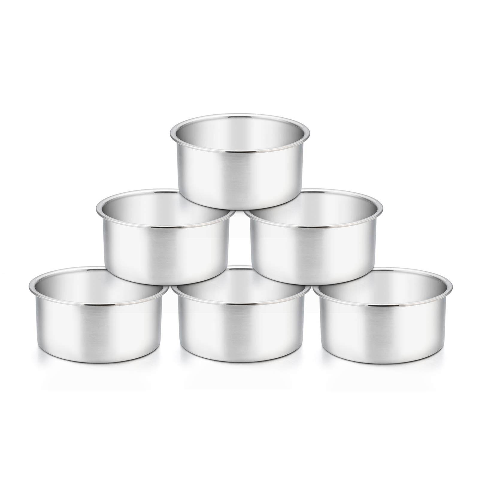 4 Inch Cake Pan 6 Pcs Layer Baking Round Cake Pans Set Stainless Steel ...