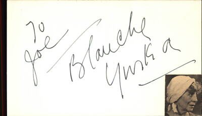 Blanche Yurka D.1974 Actress Signed 3" x 5" Index Card | eBay