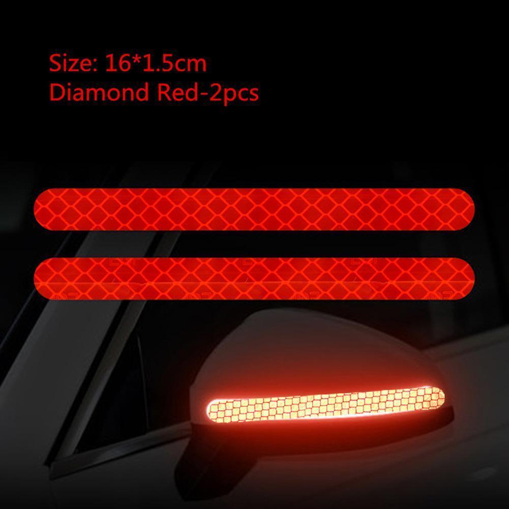 2x Car Reflector Stickers Rearview Mirror Reflective Warning Tape (Red ...