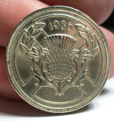Old Style £2 Two Pound Coin 1986 Scottish Commonwealth Games Thistle ...
