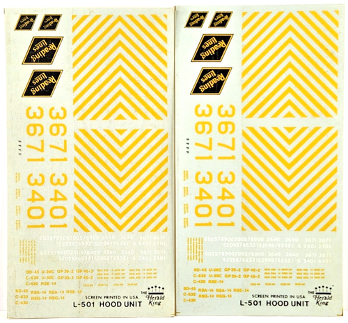 Herald King HO Scale Decals #L-501 Reading Diesel Hood Unit + Bonus NOS ...