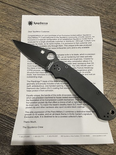 Spyderco Paramilitary 2 Cruwear Blackout Limited Addition | eBay
