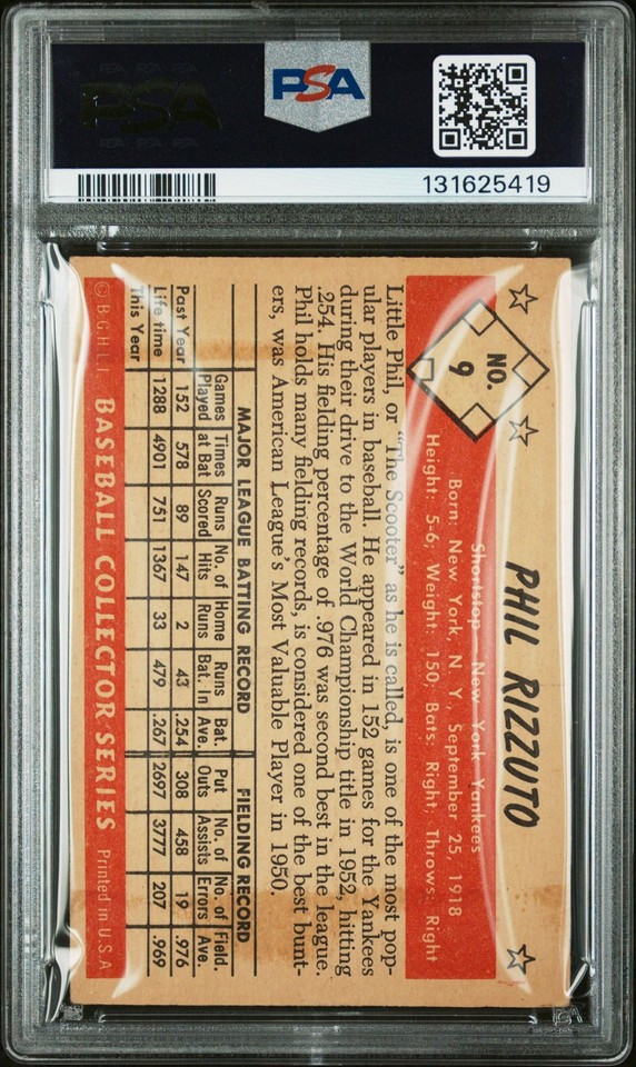 Phil Rizzuto 1953 Bowman color PSA 4 #9 New York Yankees | eBay