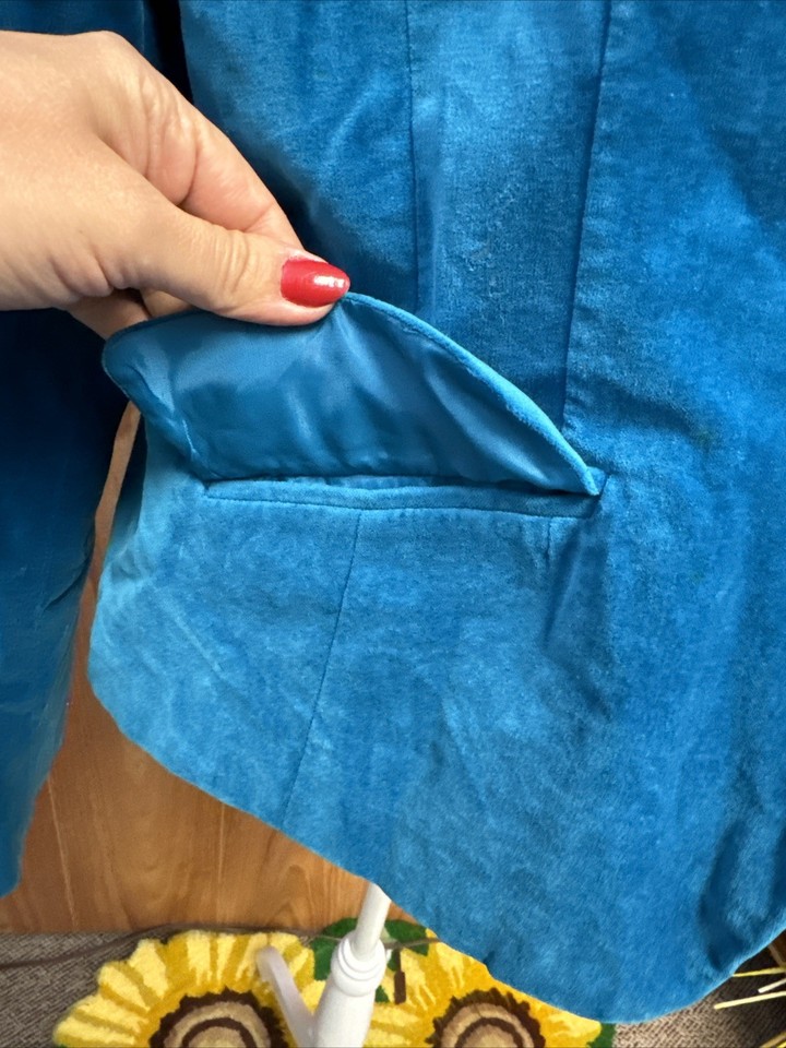 George Blue Triple Button Women’s Blazer Size 16 Velvet Fall Winter ...