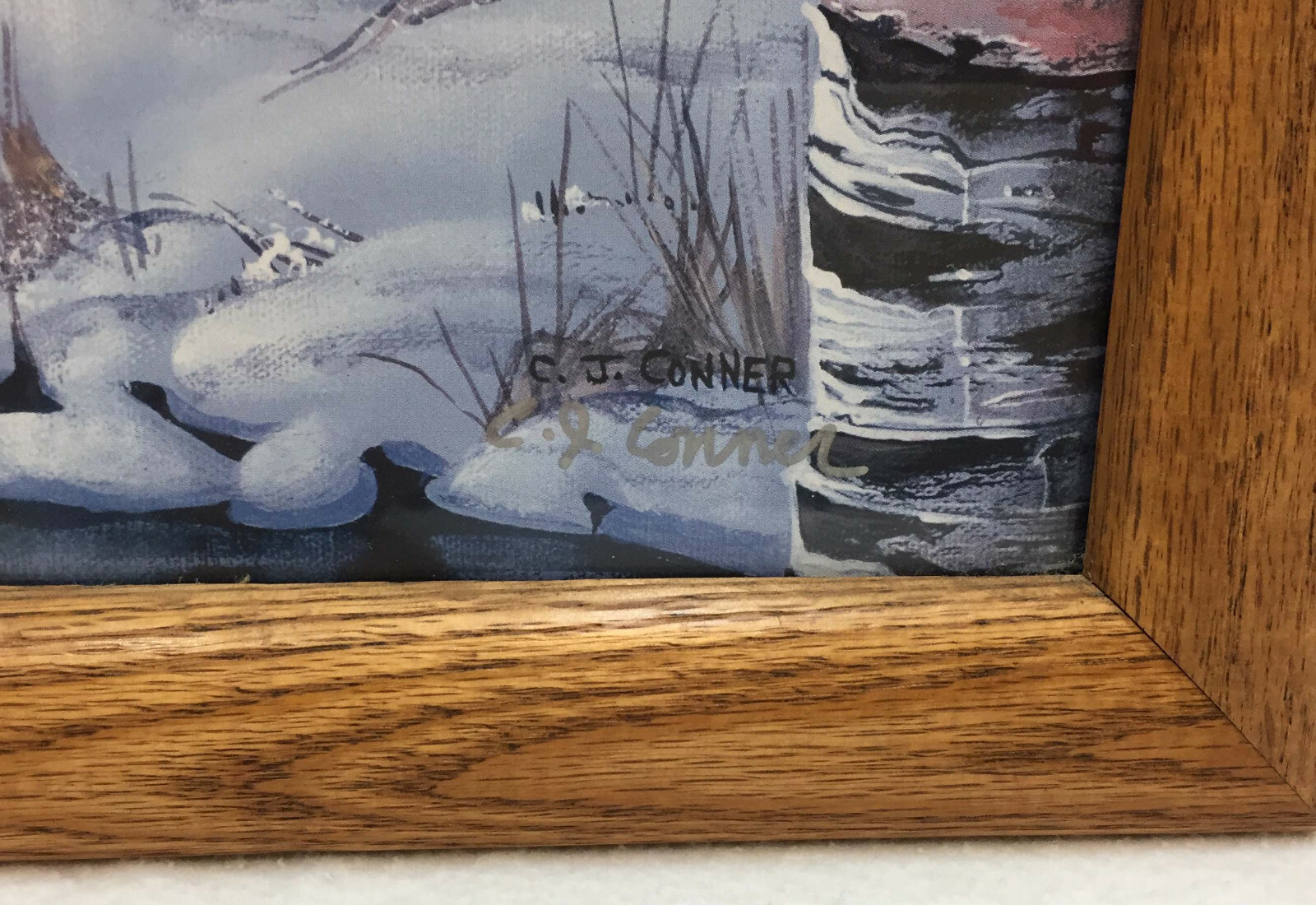 Print Buck & Doe in Woods Scene Landscape Signed & Numbered Framed 16 ...