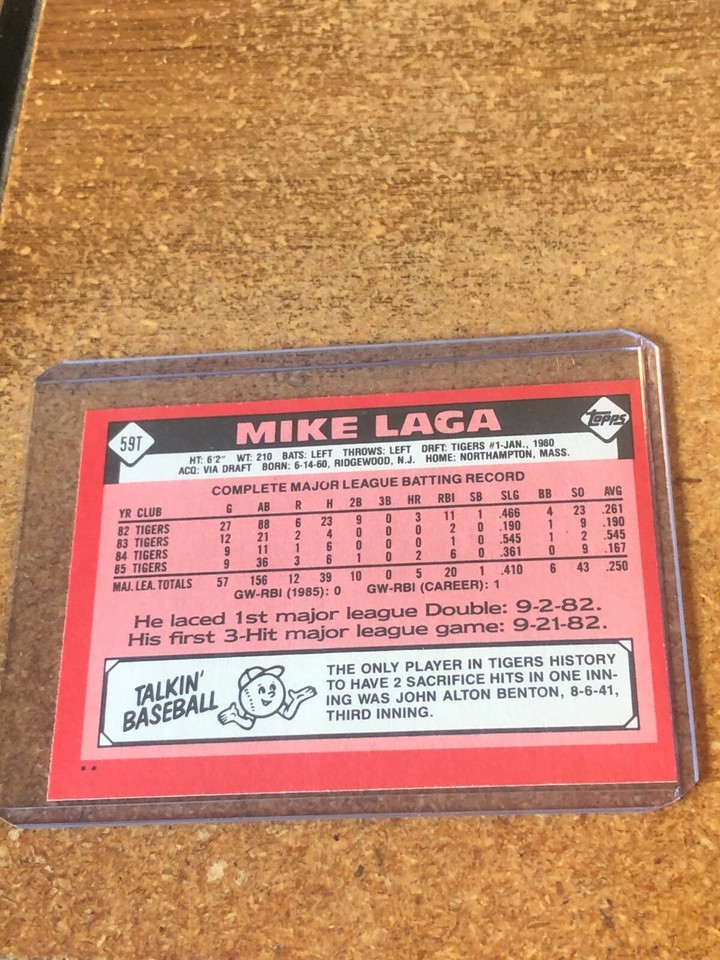 1986 Topps Traded Baseball # 59T Mike Laga | eBay