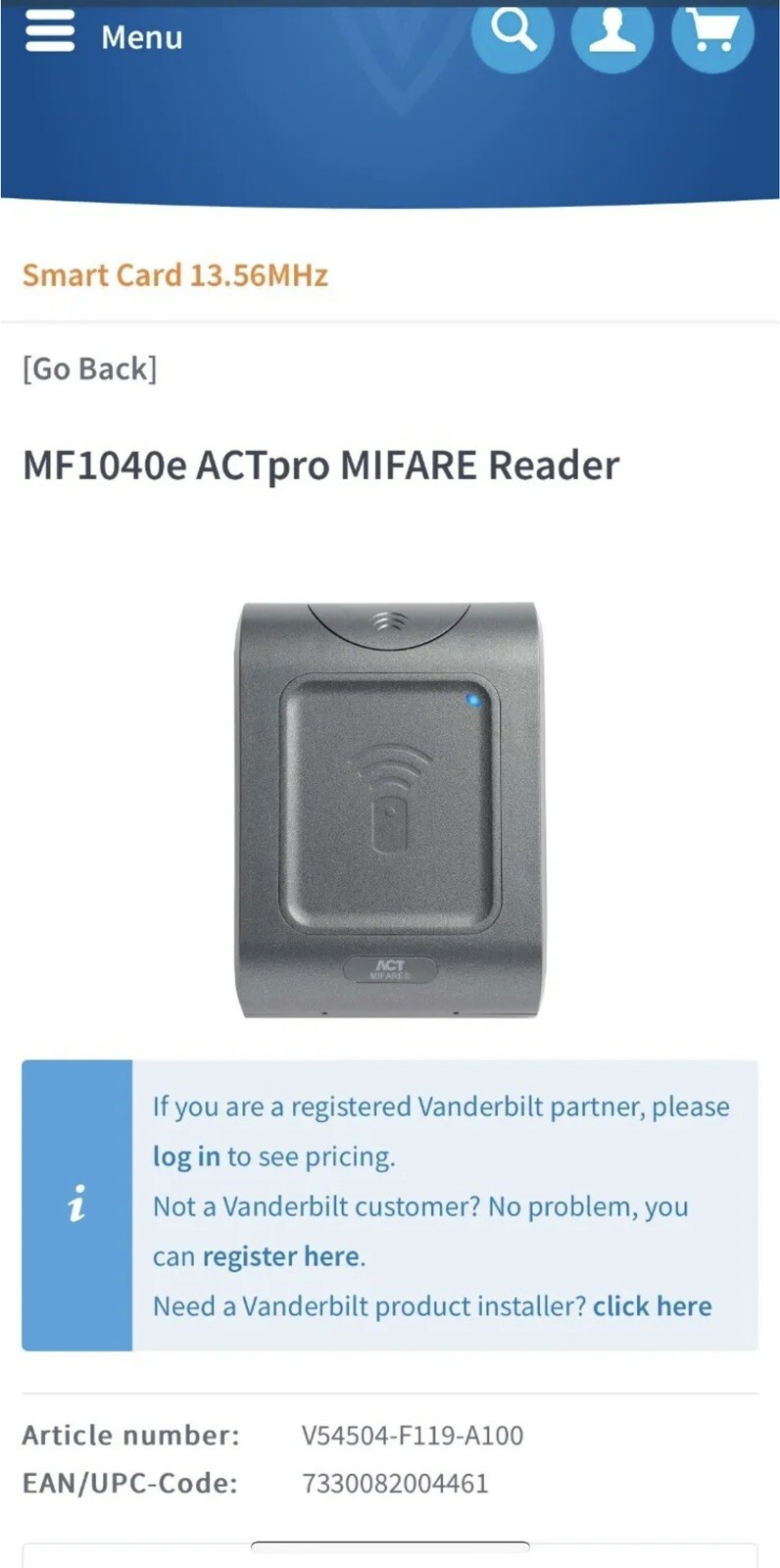 Vanderbilt MF1040E Card Reader | eBay UK