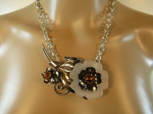 Necklace Carl Art Flower 925 Sterling Silver Vintage 1940"s 68 grams | eBay