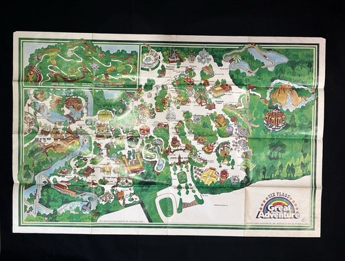 Vintage 80s 1981 Great Adventure Six Flags Park Map Pamphlet New Jersey ...