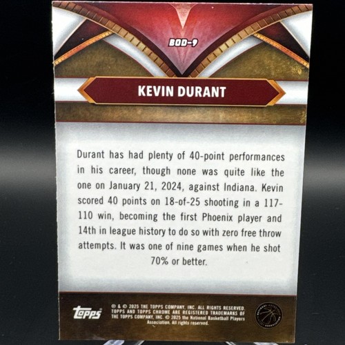 2024-25 Topps Chrome - Ball of Duty Kevin Durant #BOD-9 Pink Refractor ...