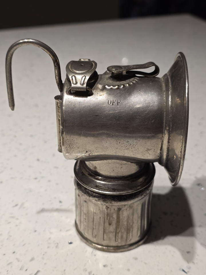 1915 Patent Justrite Nickel Plated Miners Carbide Lamp-fluted Bottom | eBay