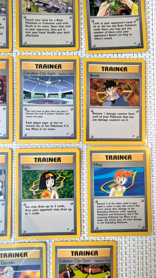 Pokemon Gym Heroes Trainer Card Lot - Misty, Brock, Erika, etc - x14 ...