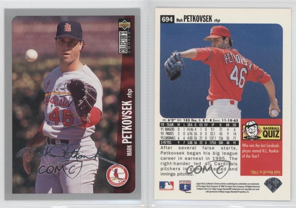1996 Upper Deck Collector's Choice Silver Foil Signature Mark Petkovsek ...