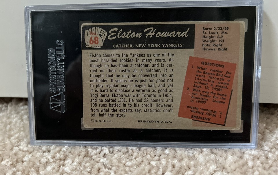 1955 Bowman #68 Elston Howard Rookie Card RC HOF New York Yankees SGC ...
