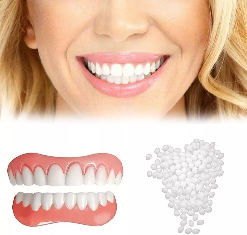 INSTANT SMILE False Fake Cosmetic Teeth Veneer UPPER & LOWER SET Dental ...