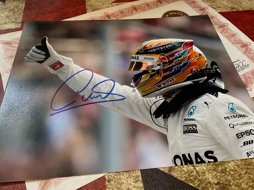HAND SIGNED LEWIS HAMILTON F1 10x8 GENUINE AUTOGRAPH PHOTO WITH COA | eBay