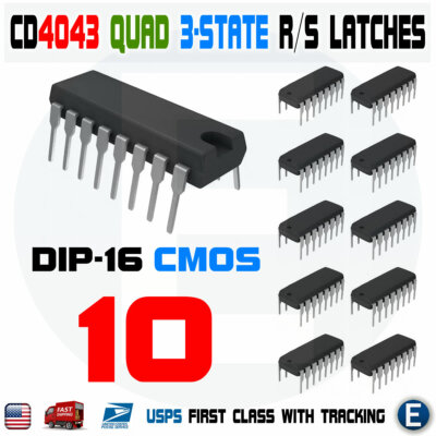 10PCS CD4043BE CD4043 CMOS Quad NOR R/S Latch w/ 3-State O/P IC DIP-16 ...