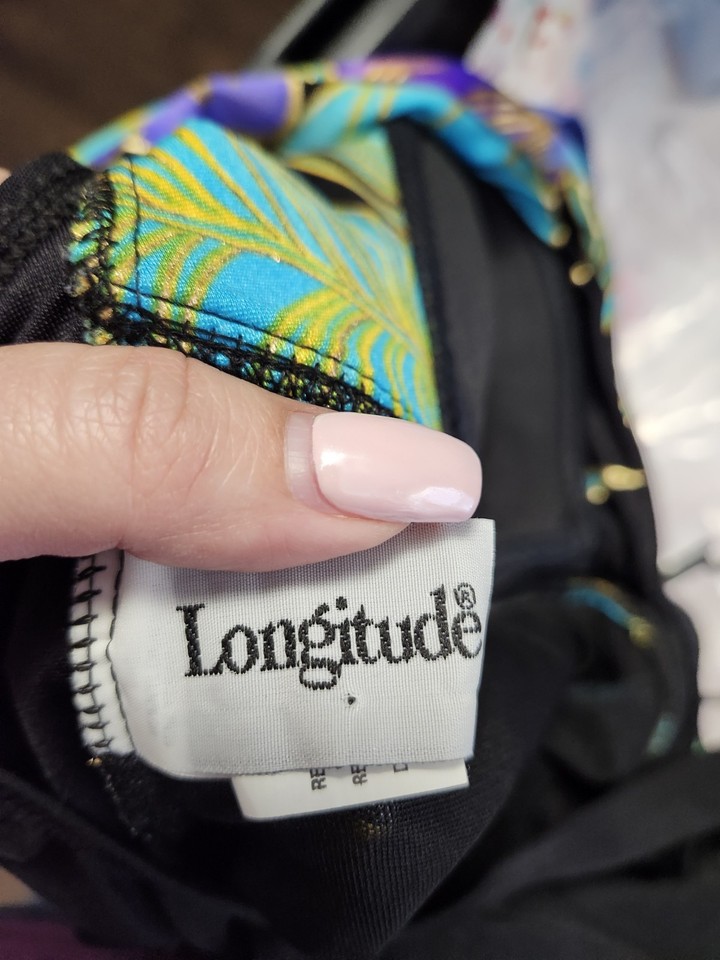 Longitude One Piece Swimsuit Size 14 Black Tropical Floral Tummy Control | eBay