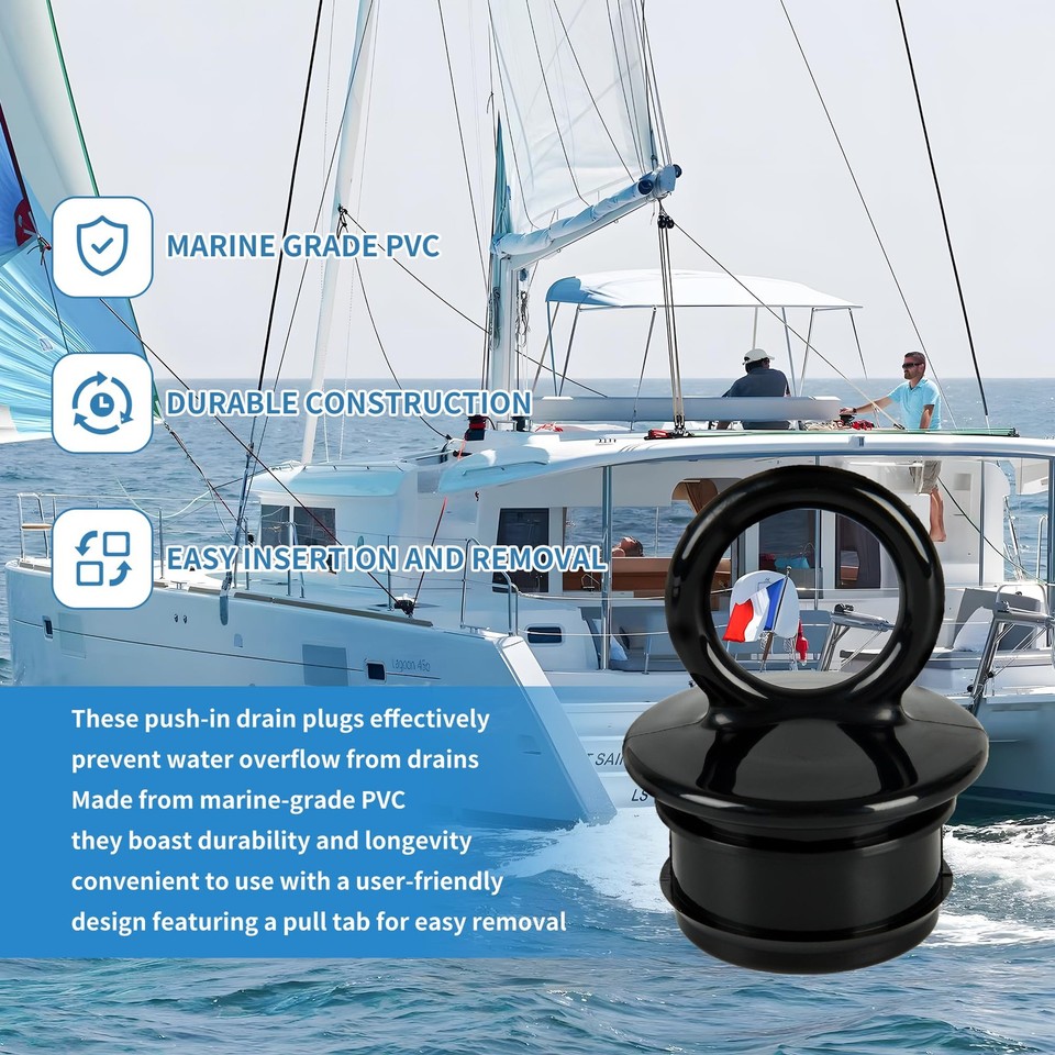 2 Pcs PVC Boat Drain Plug for 1-1/2 Livewell Drain Plugs, Thru Hull ...
