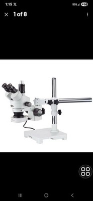 AmScope 7X-45X Trinocular Zoom Stereo Boom Stand Microscope + 80-LED ...