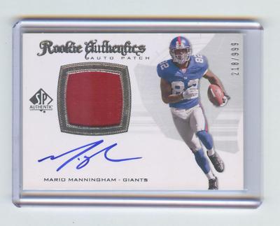 2008 SP AUTHENTIC #282 MARIO MANNINGHAM AUTO PATCH RC | eBay