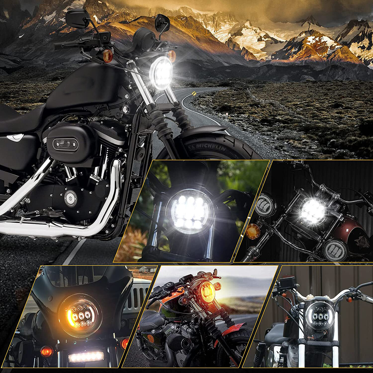 5-3/4" LED Headlight With Turn Signals For Honda Shadow VT VLX 600 750 ...