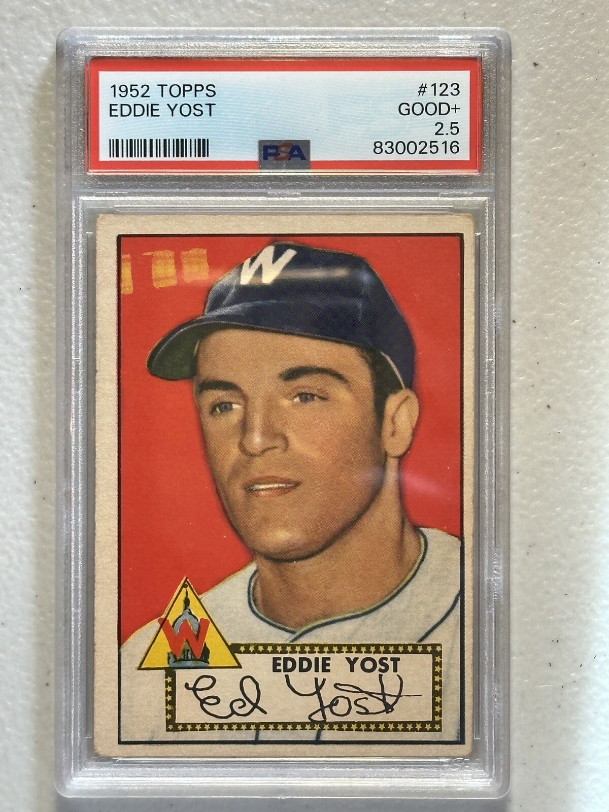 1952 TOPPS BASEBALL CARD #123 EDDIE YOST PSA 2.5 GOOD+ WASHINGTON ...