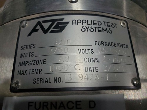 ATS Applied Test Systems Series 3210 Furnace Oven 1000 Celsius S/N 13 ...