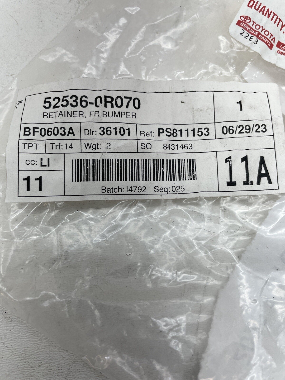 2021 Rav4 OEM Front Bumper Driver Side Retainer Genuine Toyota 52536 ...