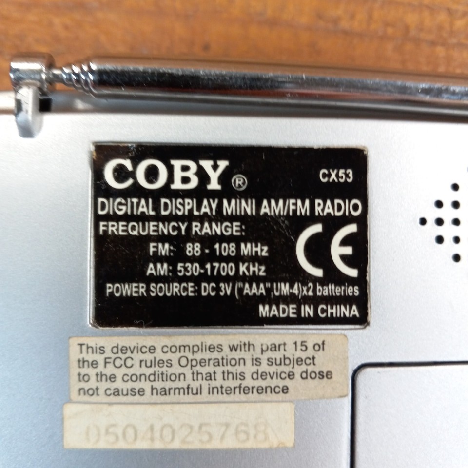 Coby Digital Display AM/FM Radio CX-53 Alarm Clock Speaker Earbuds New ...