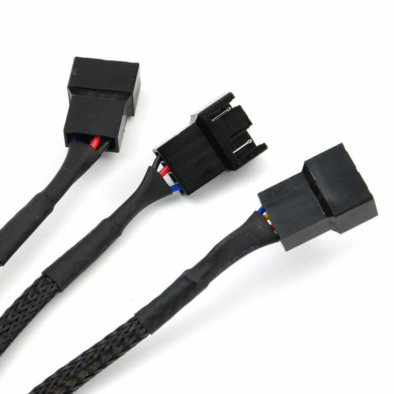Black 4Pin 1 to 3 Way PWM Case PC Fan Splitter Hub Power Adapter Cable ...