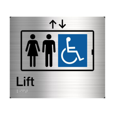 Tim The Sign Man Lift Sign with Braille Stainless Steel LIFT-SS | eBay ...