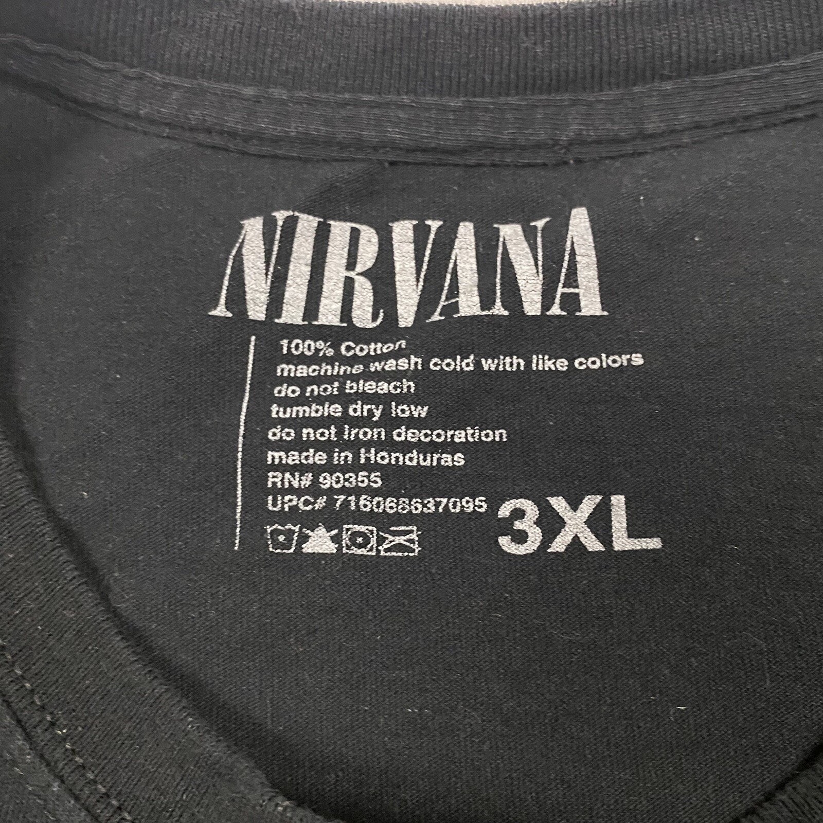 NIRVANA Official Nevermind Smiley Face Logo Black T-S… - Gem