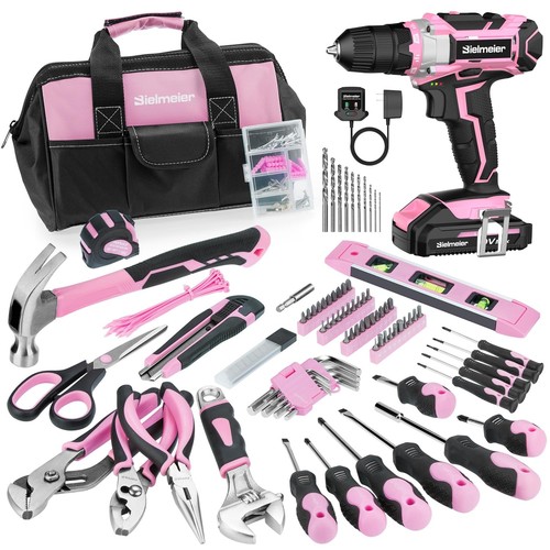 20V 236Pcs Cordless Pink Drill Set for Women, Lady’s Essential Home ...