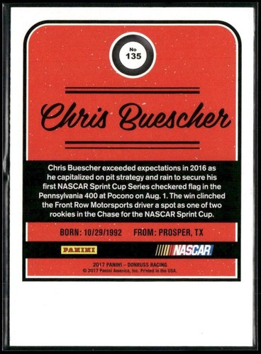Signed 2017 Donruss #135 Chris Buescher IP Auto | eBay
