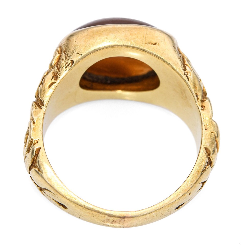 Antique 14k Yellow Gold Sard Intaglio Floral Shank Ring | eBay