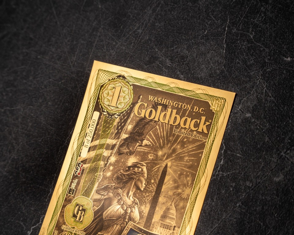 100X 1 WASHINGTON DC Goldback Aurum Gold Foil Note 1/1000 oz 24kt .999 ...