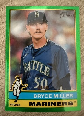 2025 Topps Heritage #107 Bryce Miller Green Chrome Refractor Card 60/99 ...