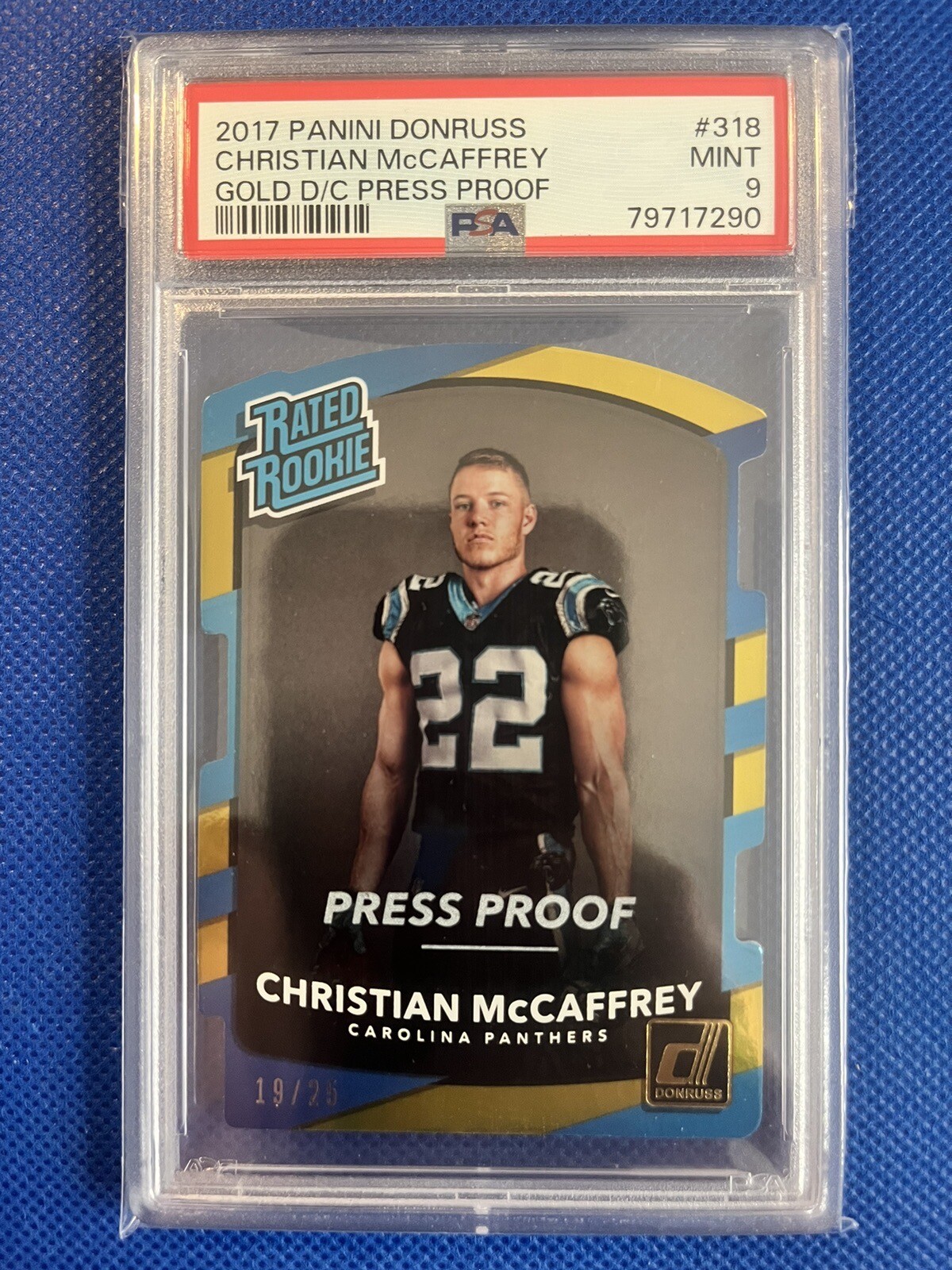 🔥POP 2 CHRISTIAN MCCAFFREY 2017 Donruss *GOLD DIE CUT* RC #d/25 PSA 9 ...