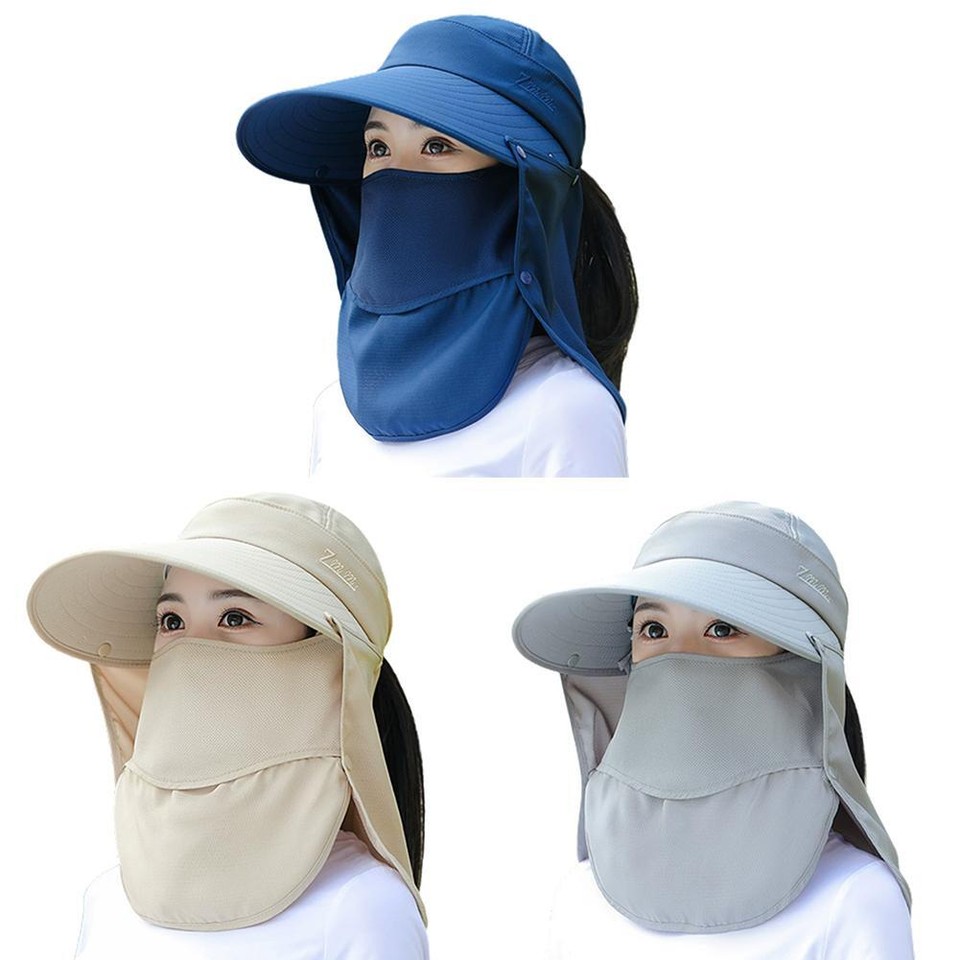 Summer Women's Sun Hat, Outdoor UV Resistant Sun Hat, Detachable Face ...