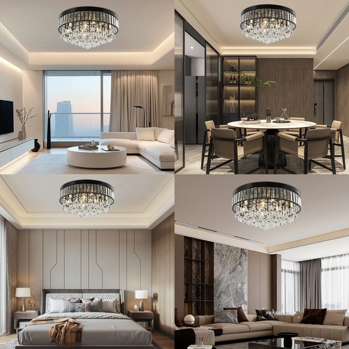 Modern Round Crystal Ceiling Light with 9 G9 Bulb Holders and Elegant ...