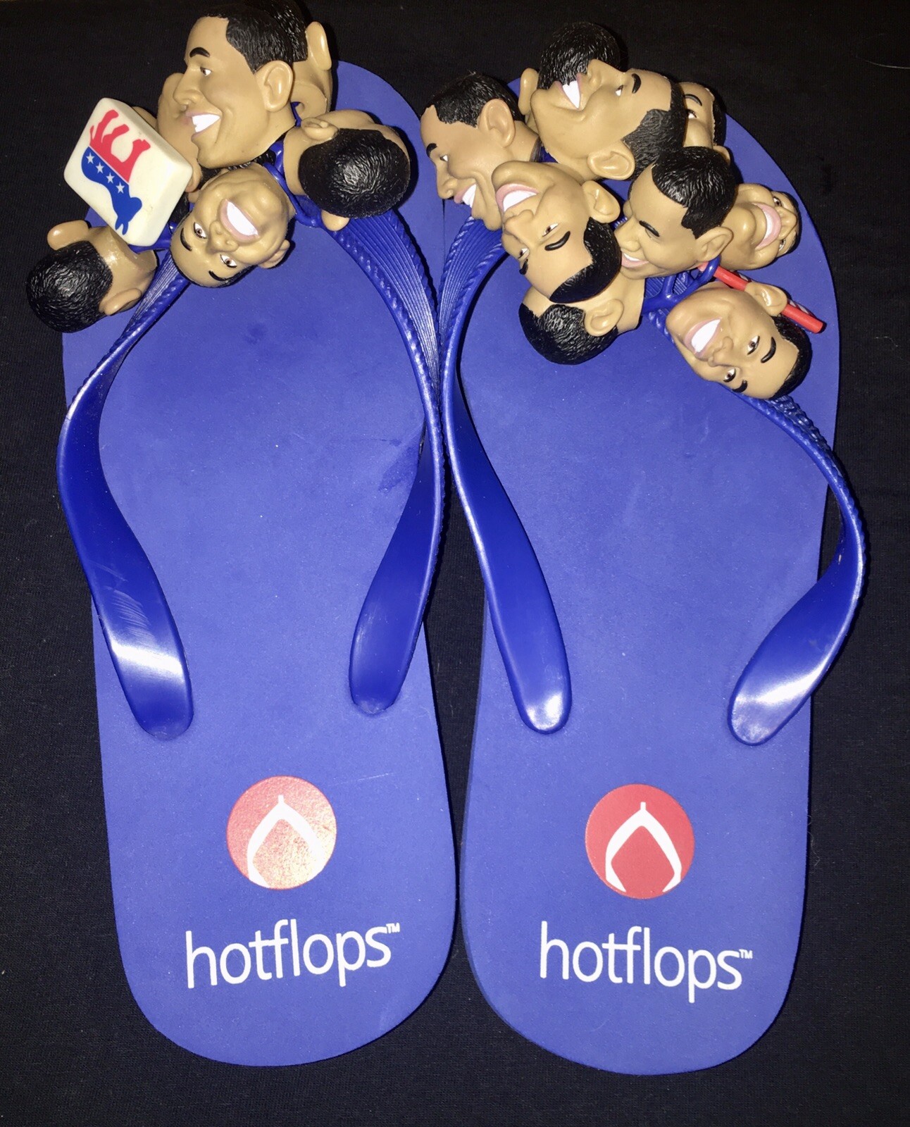 BARACK OBAMA HOTFLOPS size 8 Med President Head Democratic Sandals Flip ...