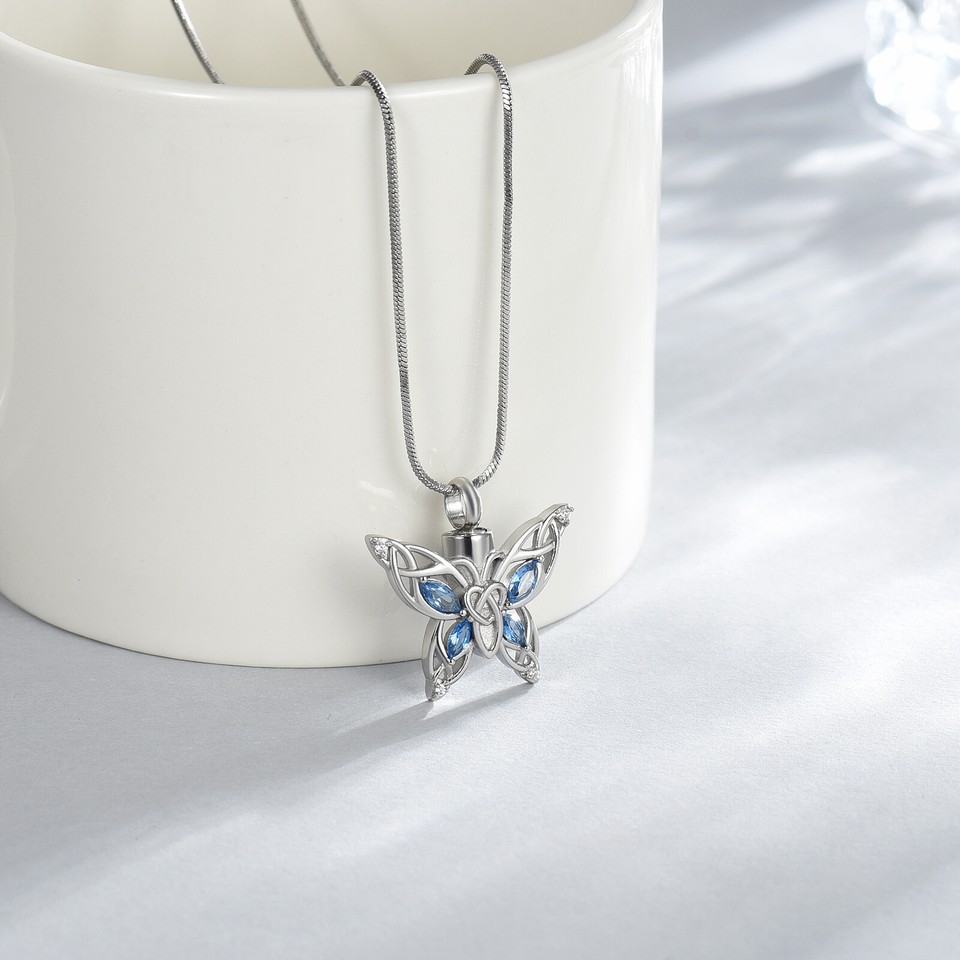 Butterfly Cremation Urn Necklace for Ashes Silver Memorial Keepsake W ...