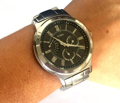 TIMEX SR 920SW WR50M 3 DIAL BLACK DIAL MEN'S WATCH PARTS REPAIR | eBay