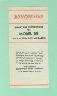 Winchester Model 52 Owners Manual Reproduction | eBay