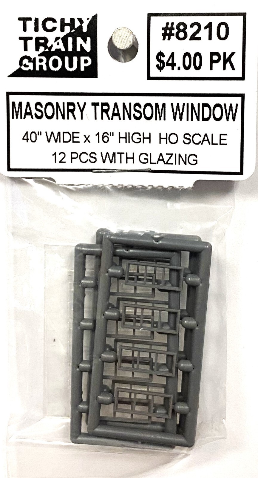 HO Scale Tichy Train Group 8210 3-Pane 40 x 16" Masonry Transom Window ...