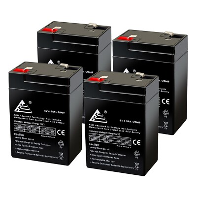 4 Pack: 6V 4.5AH Rechargeable Battery for WP5-6, SLA0905, BSL0905, ELK ...