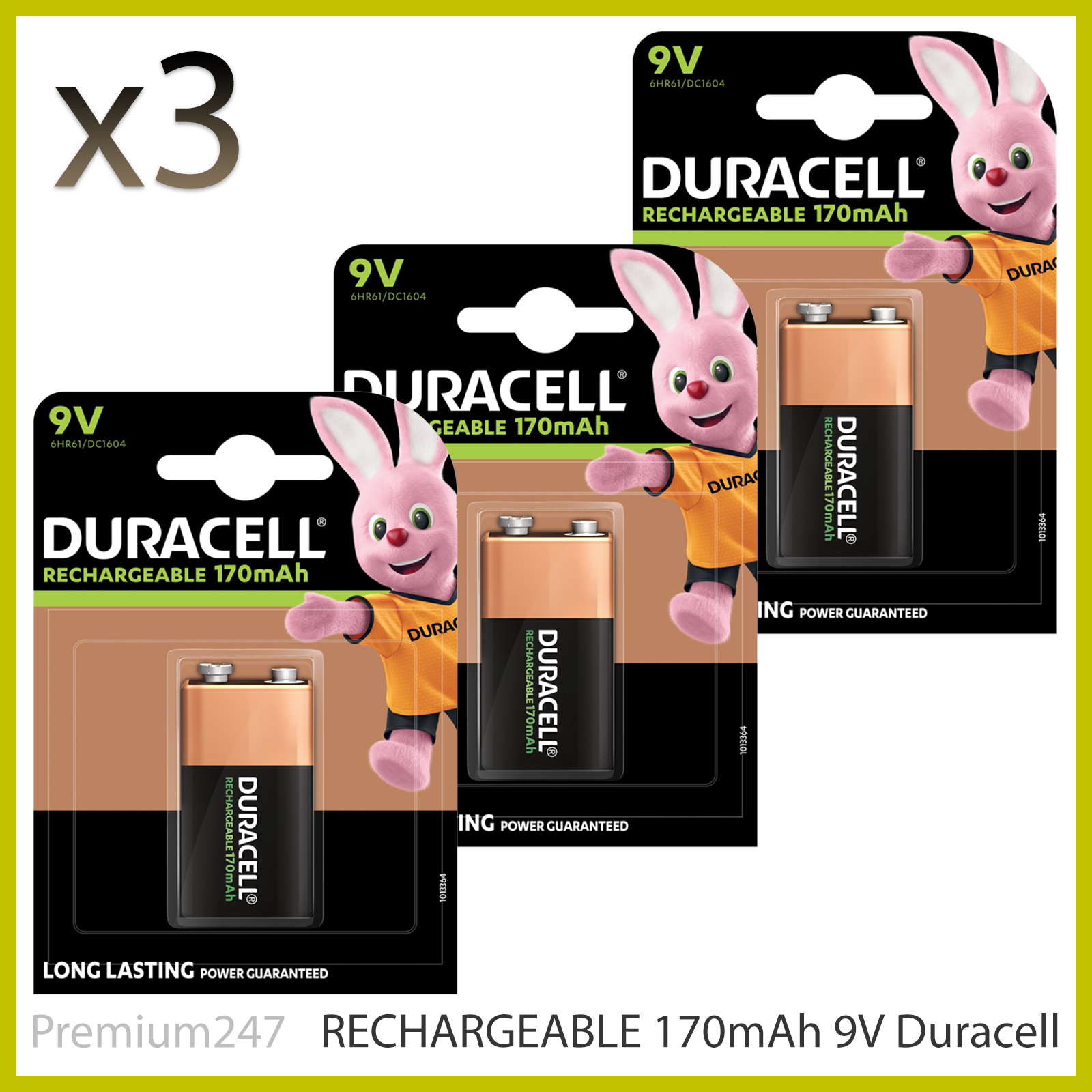 Duracell 9V Rechargeable 170mAh Ultra Batteries PP3 Block 6LR61 ...