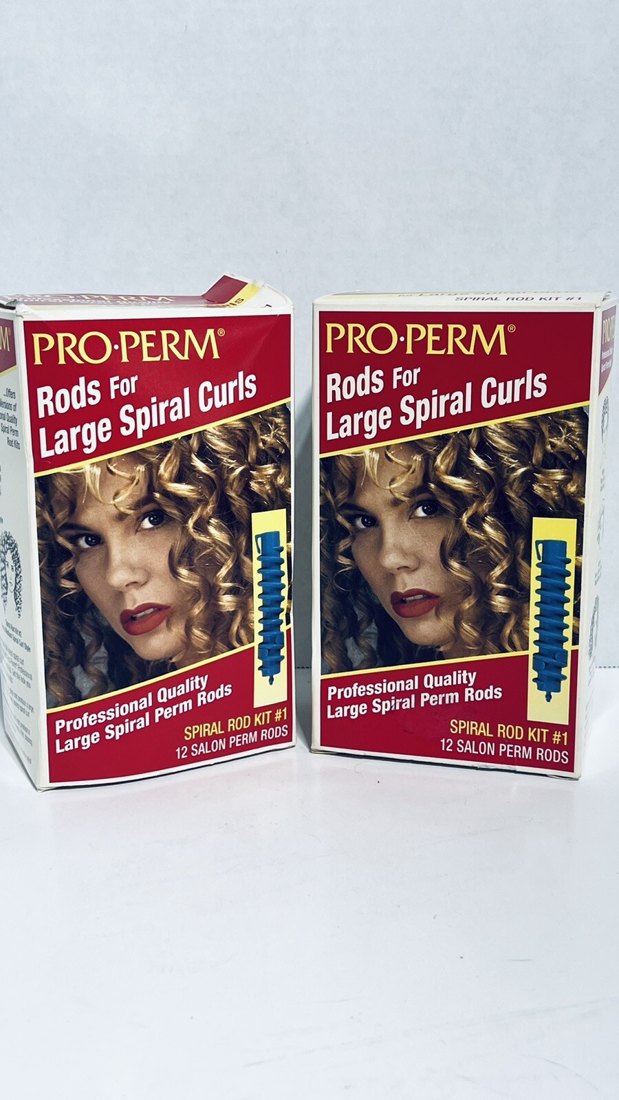 🔥 2 Boxes Of Vintage Pro-Perm Rods for Large Spiral Curls Kit #1 12 ...